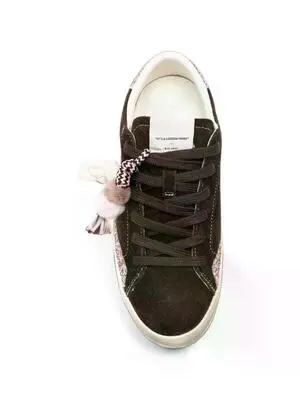 CRIME LONDON Distressed Glitter-panel Sneakers