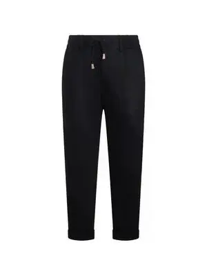 Eleventy Drawstring Waistband Turned-up Hem Trousers