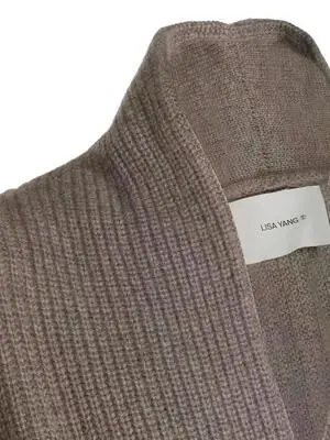 LISA YANG Double-breasted Ribbed Knit Sweater With Shawl Lapels