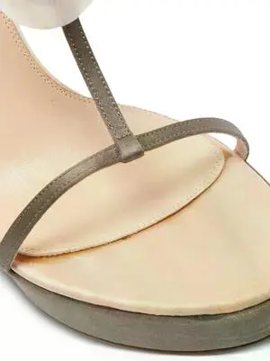 SERGIO ROSSI Satin Ankle Strap Platform Sandals
