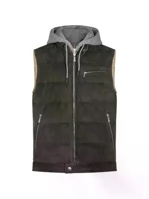 Eleventy Quilted Hooded Gilet - Green