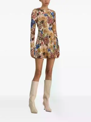 Alice + Olivia Delora Floral-print Mesh Mini Dress