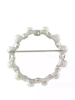 LB EXCLUSIVE Pearl And Diamond Brooch In 14k White Gold - Silver