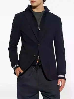 Eleventy Navy Hooded Layered Jacket