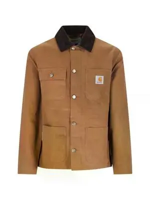 Carhartt Work In Progress Michigan Coat Corduroy-collar Logo-patch Jacket - Brown