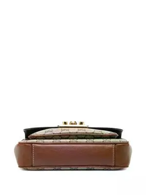 Gucci Mini Gg Supreme And Calfskin Padlock Flap Pocket Satchel