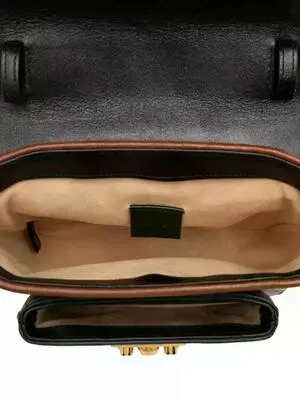 Gucci Mini Gg Supreme And Calfskin Padlock Flap Pocket Satchel