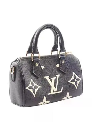 LOUIS VUITTON 2021-2026 Bicolor Monogram Empreinte Nano Speedy Bandouliere Satchel - Black