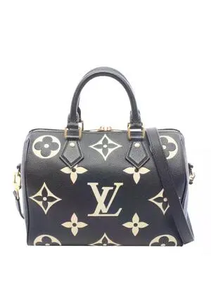 LOUIS VUITTON 2000-2026 Bicolor Monogram Empreinte Giant Speedy Bandouliere 25 Satchel - Black