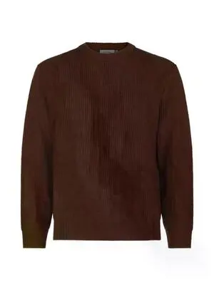 Canali Ribbed-knit Crew-neck Sweater - Brown