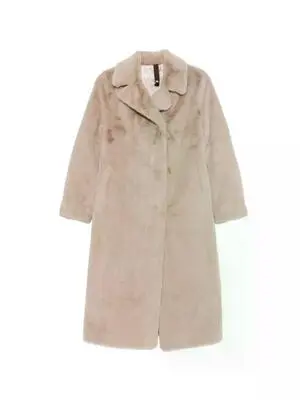 DUNO Belted Shearling-effect Coat - Neutrals