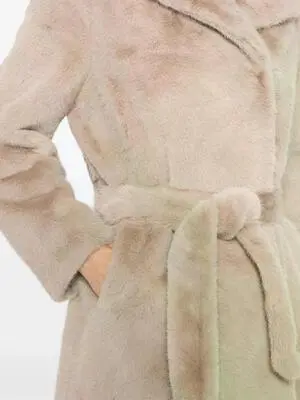 DUNO Belted Shearling-effect Coat