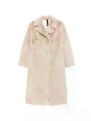 DUNO Belted Shearling-effect Coat - Neutrals