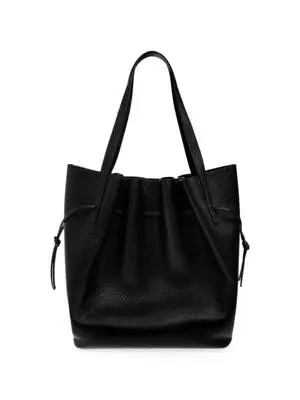 Yuzefi Scallop Pebble-grain Leather Tote Bag - Black