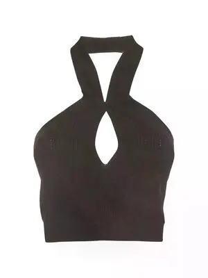 Balmain Rib Knit Cut-out Halter-neck Top