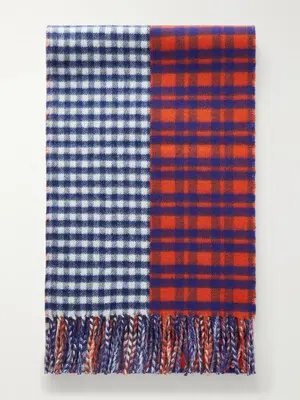 Loewe Checked Wool And Cashmere-blend Scarf - Multi