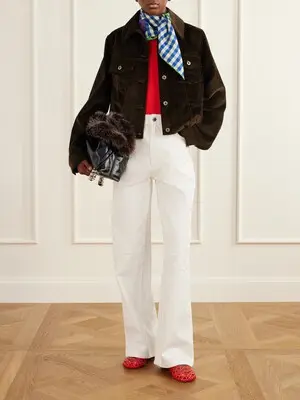 Loewe Checked And Floral-print Silk Scarf