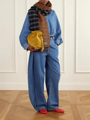 Loewe Fringed Checked Wool And Cashmere-blend Scarf