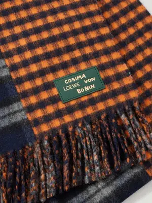 Loewe Fringed Checked Wool And Cashmere-blend Scarf