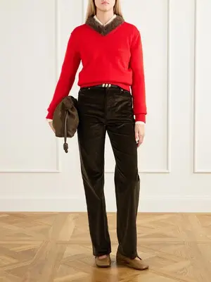 Loewe Plush-trimmed Ribbed Wool Sweater