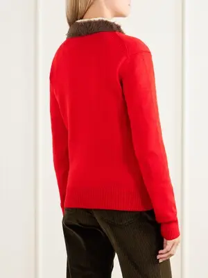 Loewe Plush-trimmed Ribbed Wool Sweater