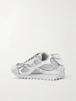 Bottega Veneta Orbit Metallic Rubber, Mesh And Fishnet Sneakers