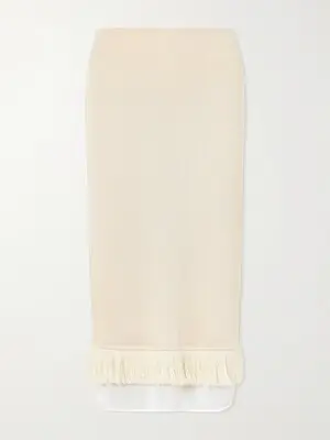 Bottega Veneta Fringed Silk Midi Skirt