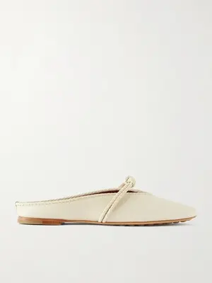 Bottega Veneta Rosa Intrecciato-trimmed Leather Mules - Neutrals
