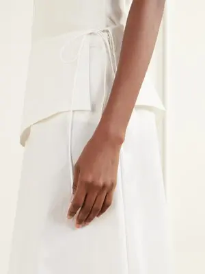 ST. AGNI Belted Asymmetric Cotton-blend Poplin Midi Skirt