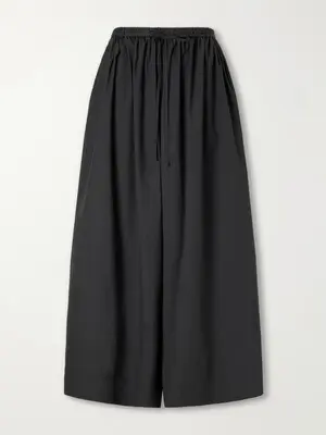ST. AGNI Organic Cotton-poplin Wide-leg Pants - Black