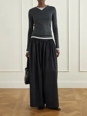 ST. AGNI Organic Cotton-poplin Wide-leg Pants