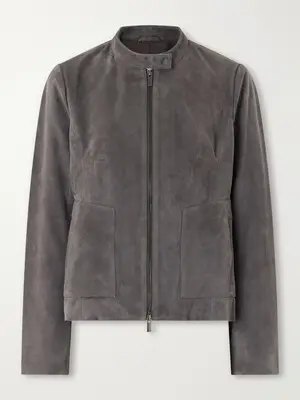 ST. AGNI Suede Biker Jacket - Gray