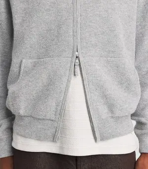 ALLUDE Wool-cashmere Waffle-knit Zip-up Cardigan