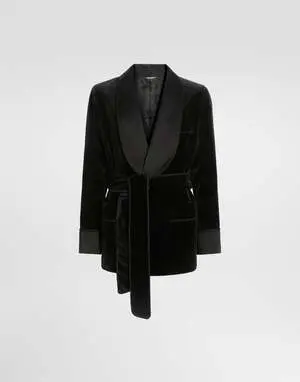 Dolce & Gabbana Velvet Sicilia Light Jacket Suits And Blazers - Black