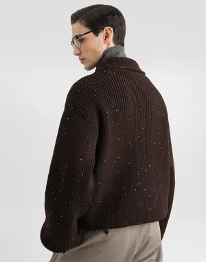 Dolce & Gabbana Wool Turtleneck Pullover With Sequins Sweaters And Cardigans