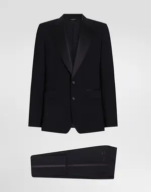 Dolce & Gabbana Single-breasted Wool Tuxedo Sicilia Light Suit Collection - Blue
