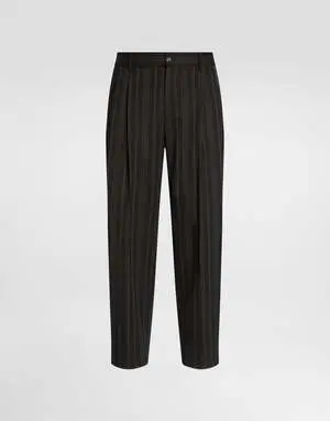 Dolce & Gabbana Pinstripe Wool Trousers Pants And Shorts - Multicolor