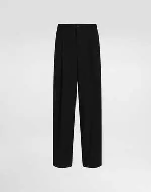 Dolce & Gabbana Wool Gabardine Trousers - Black