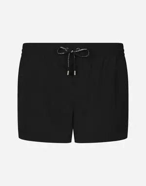 Dolce & Gabbana Short Swim Trunks With Branded Tag - Black