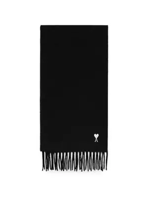 AMI Paris De Coeur Wool Scarf - Black