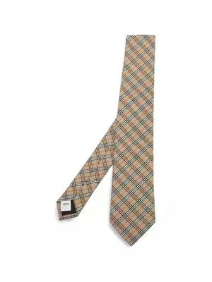 Burberry Check Pattern Silk Tie - Neutrals