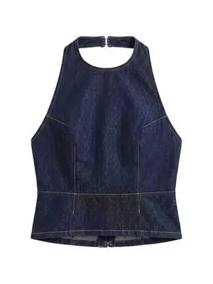REFORMATION Alexie Denim Halter Top - Blue