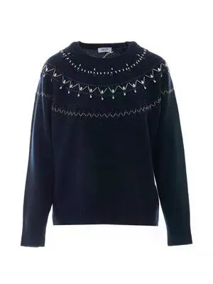 Liu Jo Wool Sweater With Jewel-embroidery - Blue