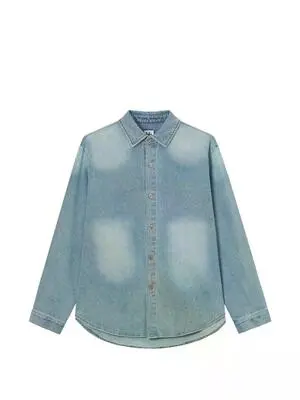 B+AB Crystal-embellished Washed-denim Shirt - Blue