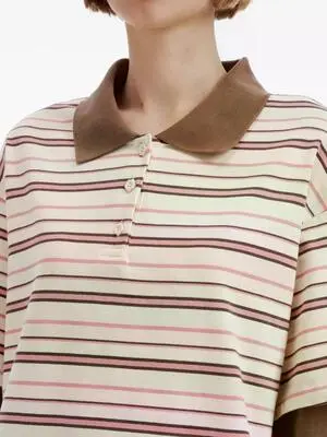 MINI CREAM Striped Layered-effect Polo Shirt