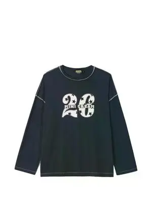 MINI CREAM Logo-print Contrast-stitch T-shirt