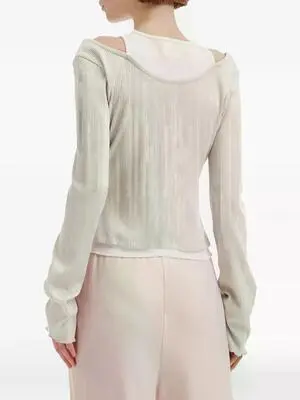 B+AB Layered Cold-shoulder T-shirt With Ribbed Texture