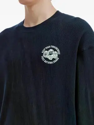 FINGERCROXX Waffle-knit Logo-print T-shirt