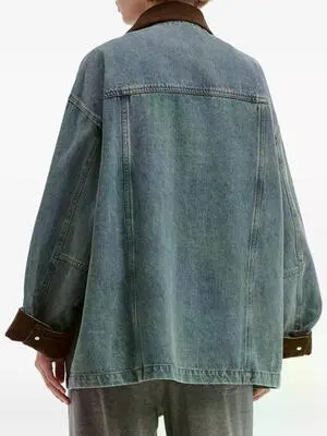 B+AB Denim Jacket With Corduroy Trim - Blue