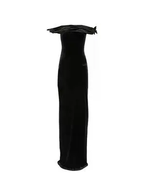 TWENTY FOURHAITCH Zoran Off-shoulder Maxi Dress - Black